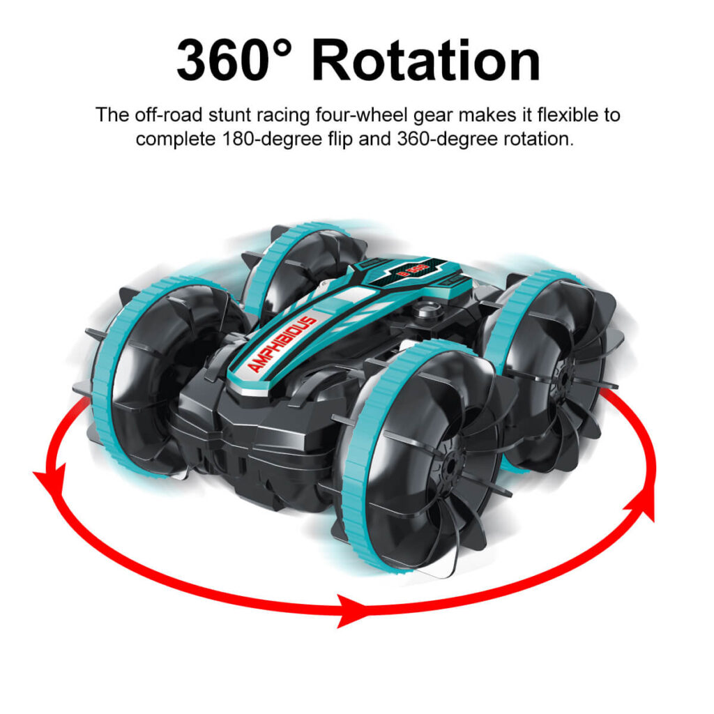 Amphibious Stunt RC Car 360° Rotate and 180° Flips Water Land Remote ...