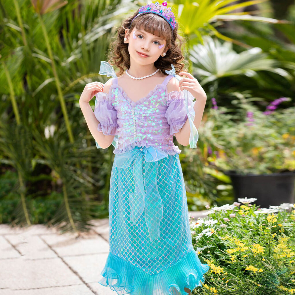 Mermaid Costume For Girls Ariel Dress Off-shoulder Top Mermaid Tail ...