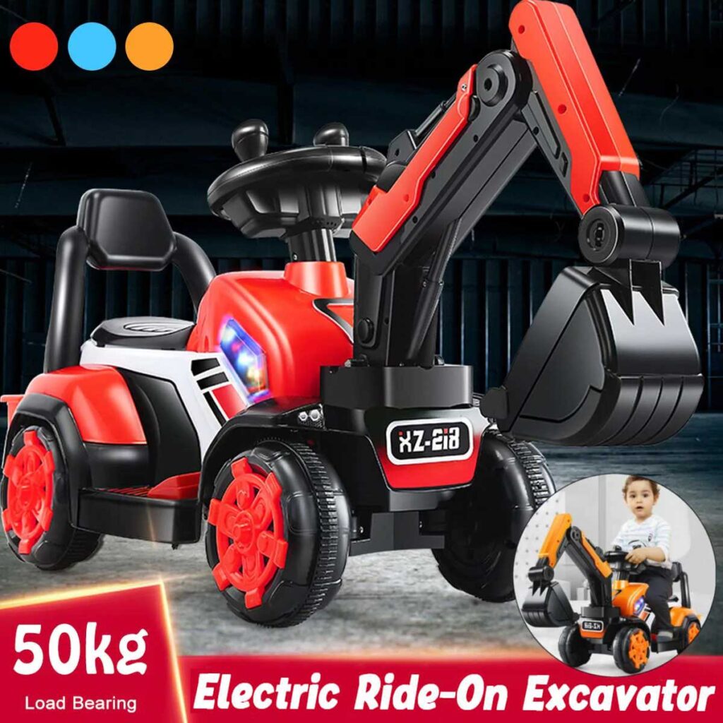 6V Electric Excavator Kids Ride-on Pedal Tractor With Power Digger ...