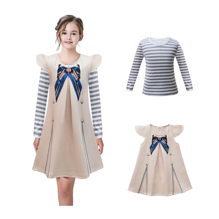 Girls M3gan Costume Long Sleeve Shirt and Dress 2pcs Suit AI Doll M3GAN ...