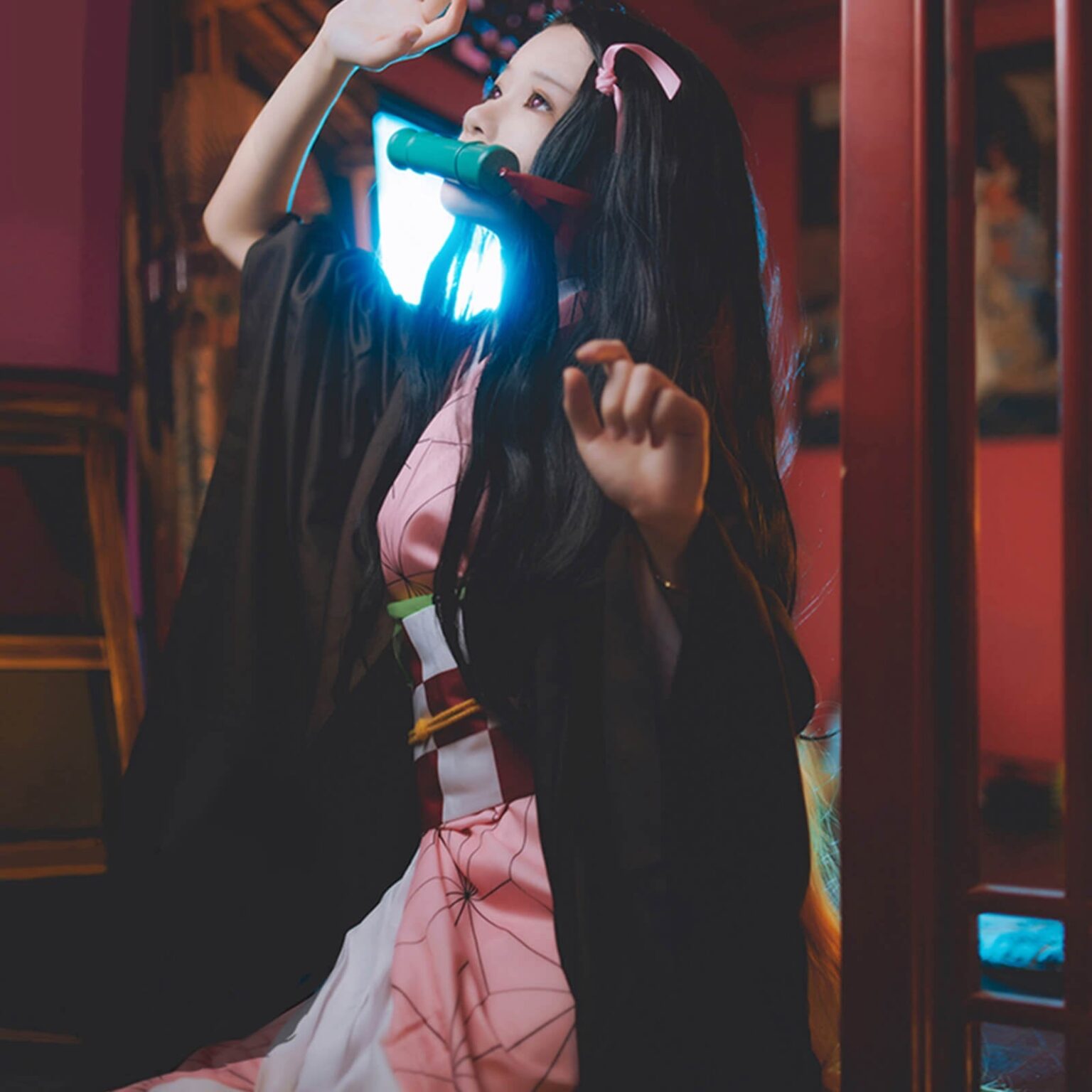 Nezuko Kamado Costume Halloween Cosplay Dress Outfit Full Set For Kids ...