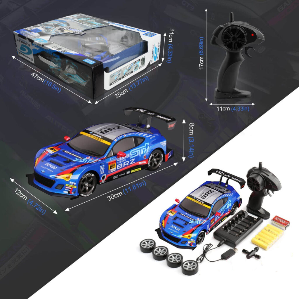 Drift RC Car 1:16 GTR Racing Vehicle High Speed Remote Control Subaru ...