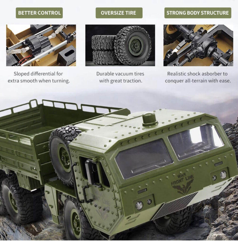 RC Truck 6×6 Off-road Rock Crawlers 1/16 Remote Control Military ...