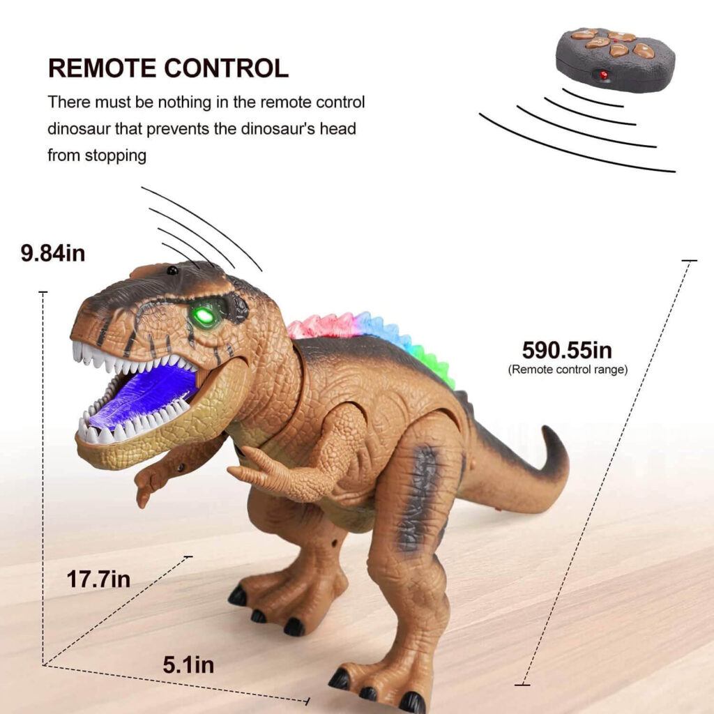 Remote Control T-Rex Dinosaur With LED Light Up, Walking & Roaring ...
