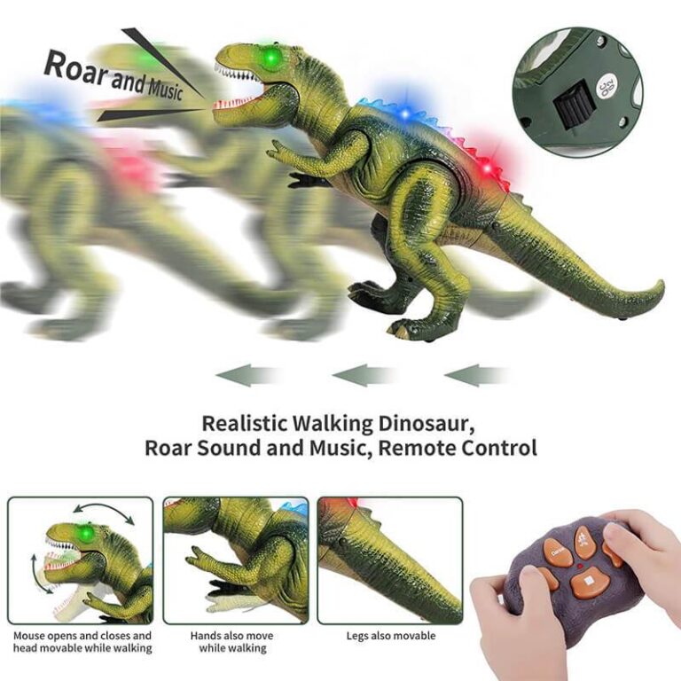 Remote Control T-Rex Dinosaur With LED Light Up, Walking & Roaring ...