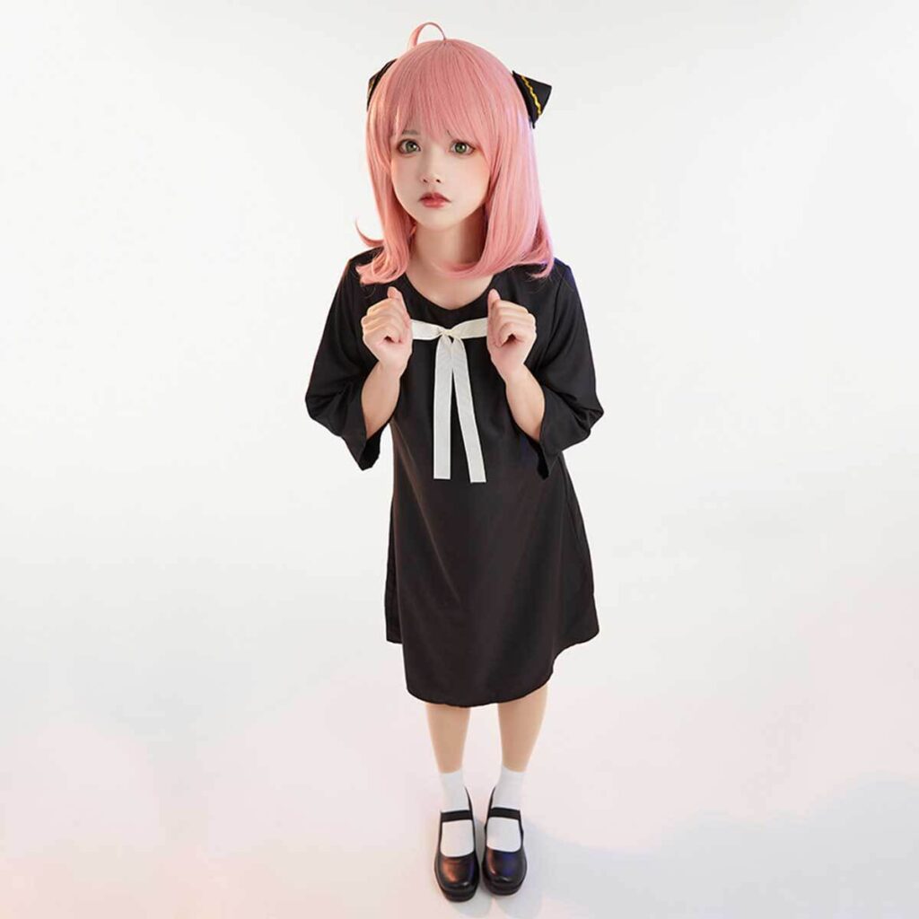 Spy x Family Anya Forger Cosplay Costume Homewear Black Dress with Hair ...