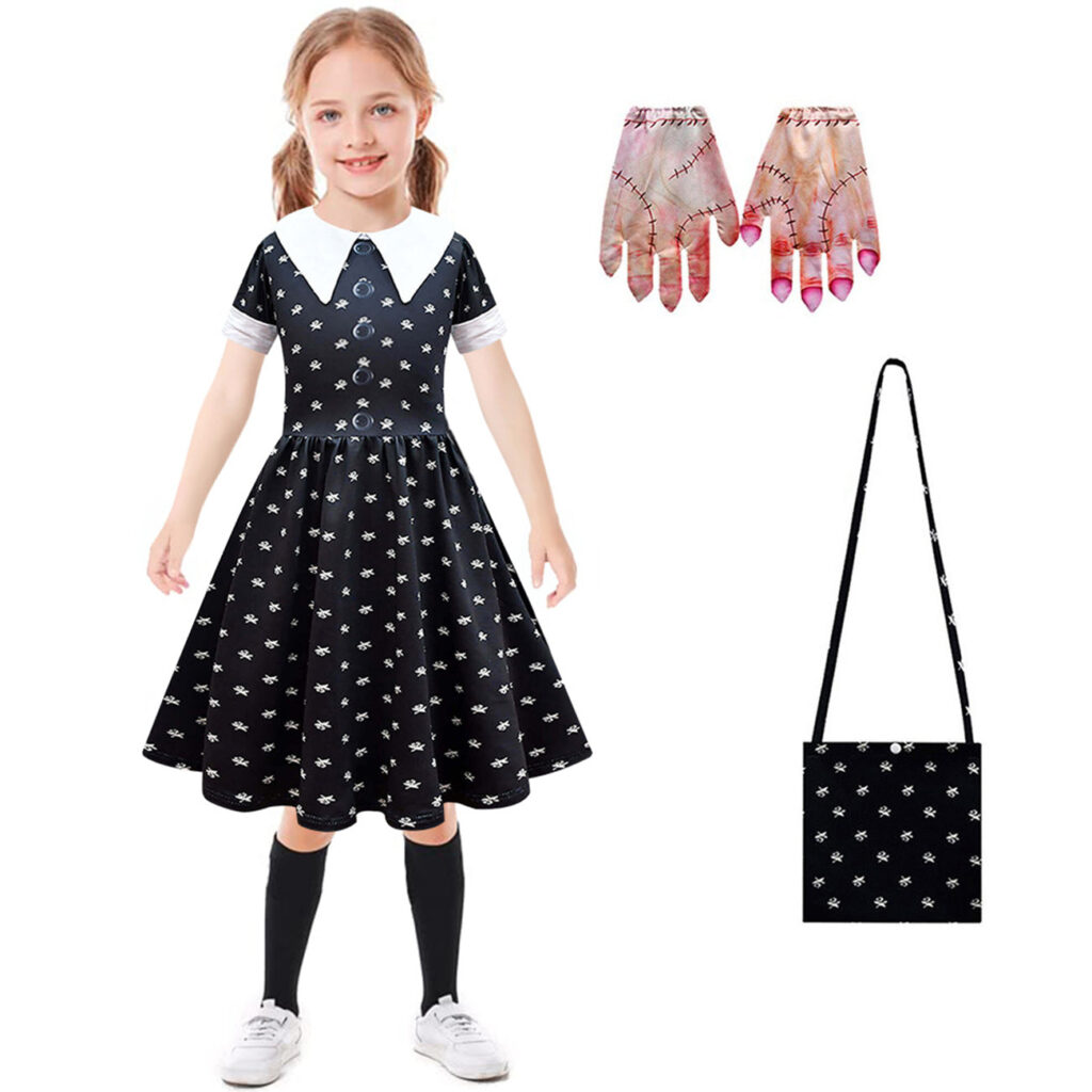 Girls Wednesday Dress Kids Wednesdays Addams Costume Wednesday Wig ...