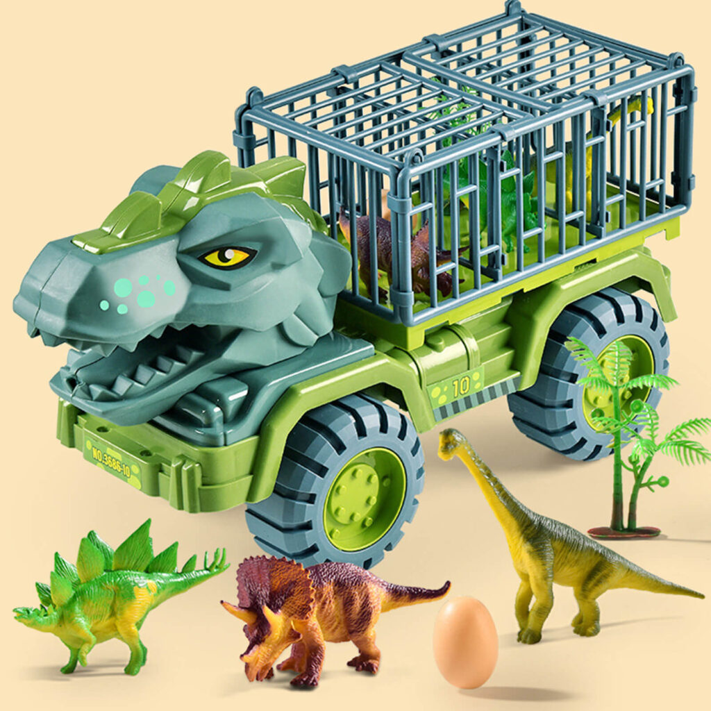 Kids Dinosaur Transport Car Carrier Truck with 3 Dino Toys Friction ...