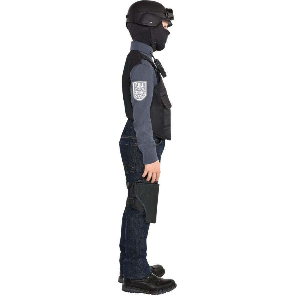 Police Costume For Kids FBI Cop Outfit Bulletproof Vest Helmet Goggles ...