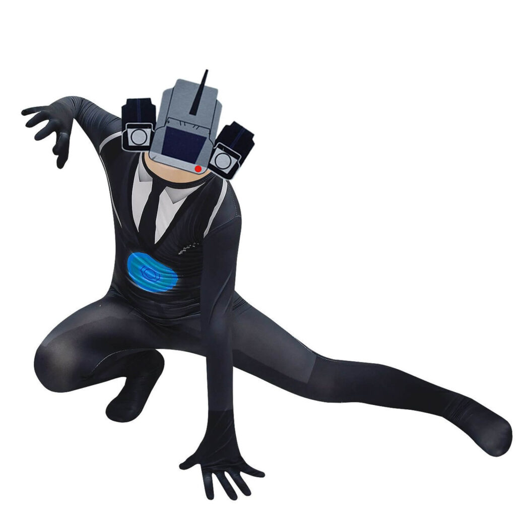 Skibidi Toilet Costume Cameraman Jumpsuit and Mask 2pcs Suit Kids ...